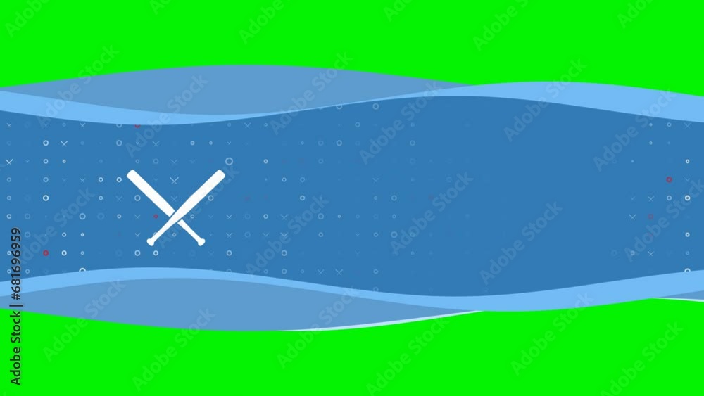 Animation of blue banner waves movement with white baseball bats symbol ...