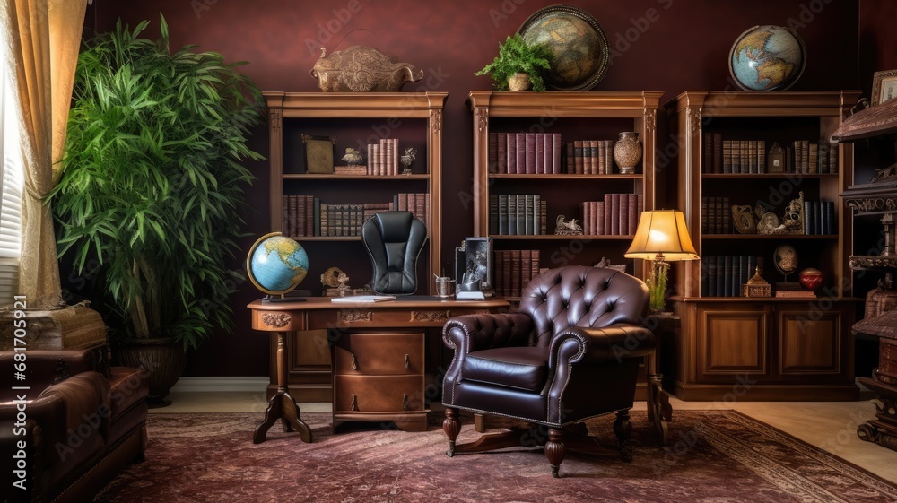 Inspiring office interior design Traditional style Study room featuring ...