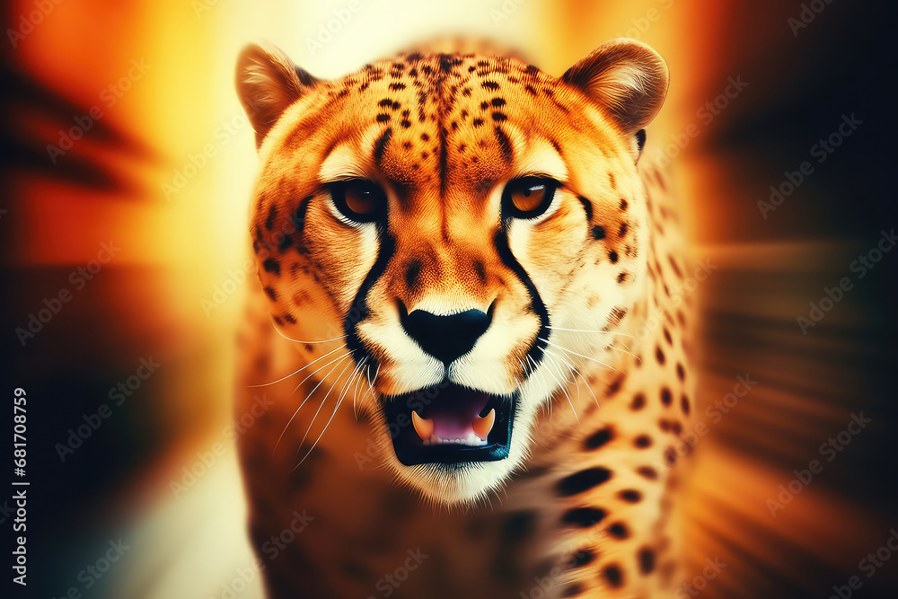 A dynamic and action-packed photograph of a cheetah sprinting across ...