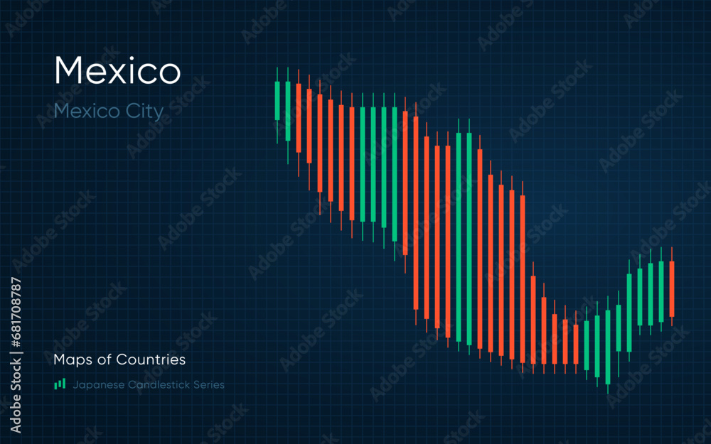 Vetor de Mexico map is shown in a chart with bars and lines. Japanese ...