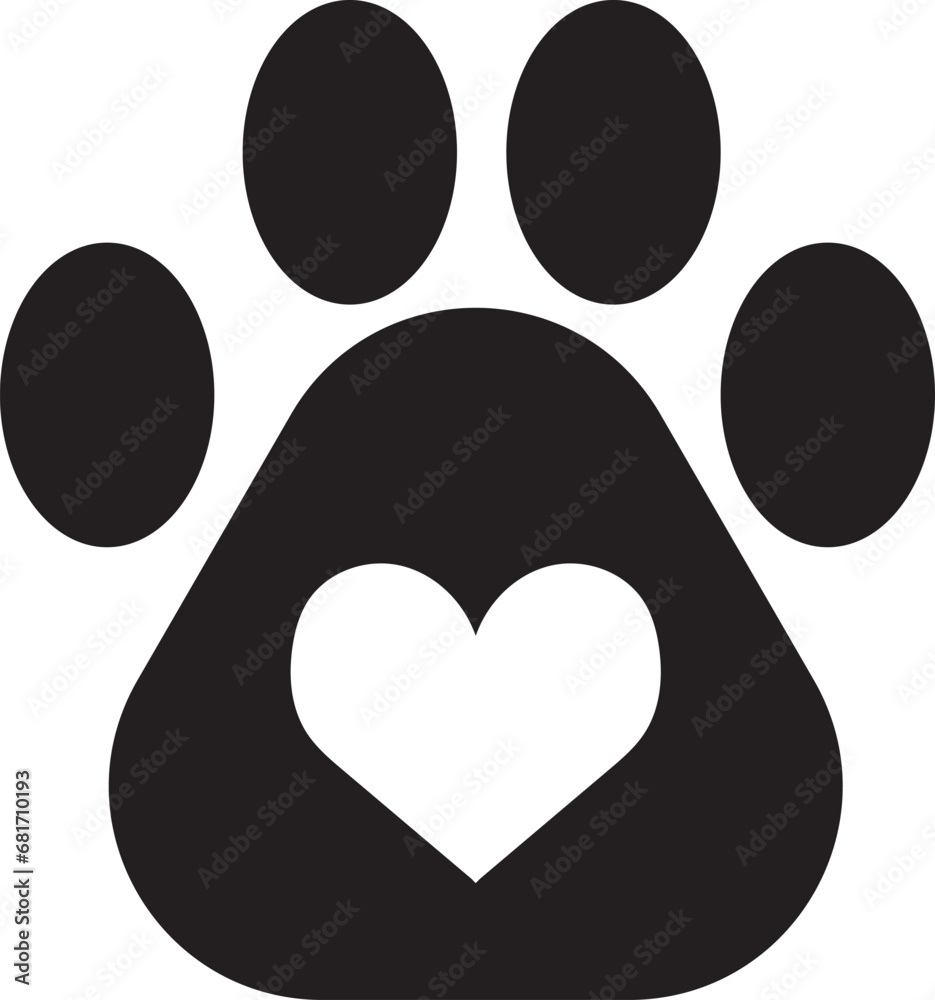 Icono de huella de perro con corazón Stock Vector | Adobe Stock