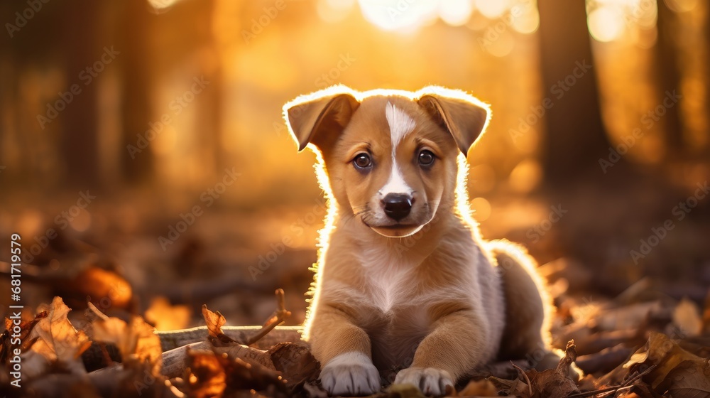 an image of a bloody dog puppy with a close portrait, looking at the ...