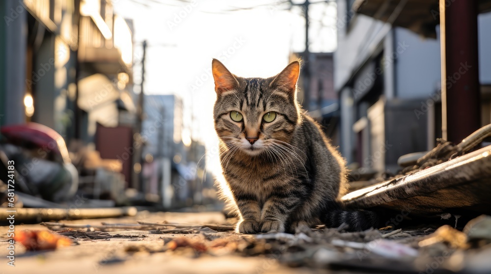 Navigating urban challenges! Feral cats in the city, a striking image ...