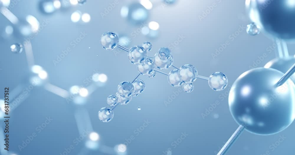 Allantoin, rotating 3D model of glyoxyldiureide, seamless looped video ...