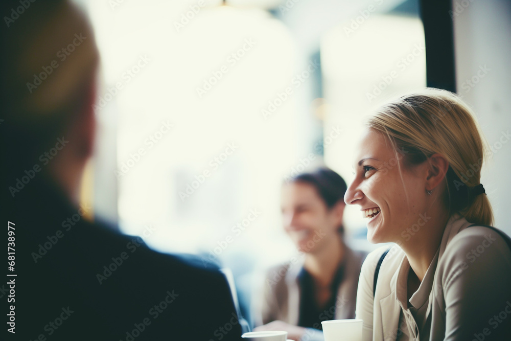 A woman shares a heartfelt laugh during a genuine conversation in a ...