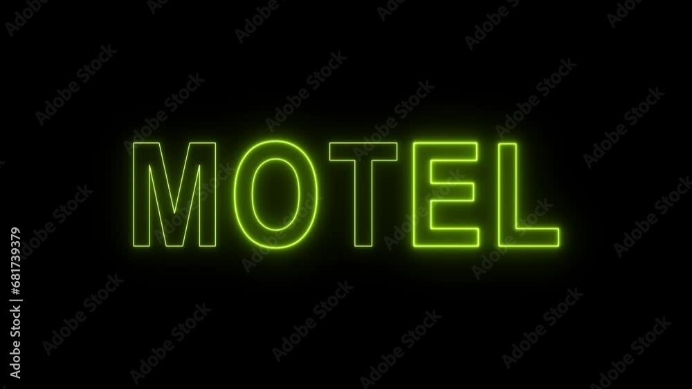 Neon Glowing Hotel, hostel neon sign fluorescent light glowing on ...