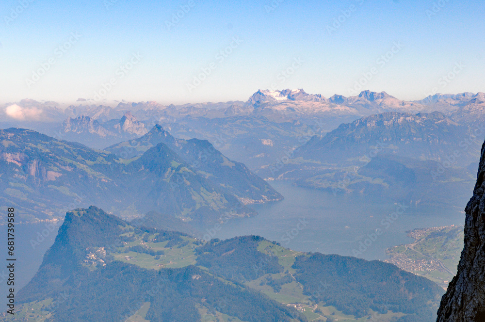 Switzerland: Panoramic view from Pilatus Peak to rigi Kulm and over the ...