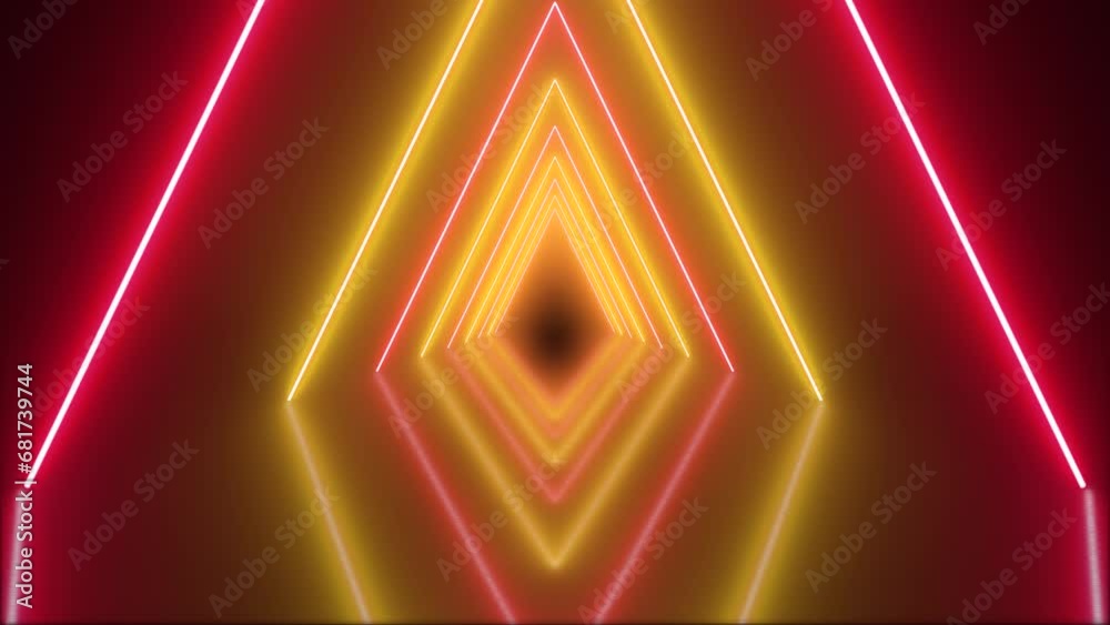 Triangle Shaped Figures Neon Tunnel Orange and Yellow Wallpaper ...