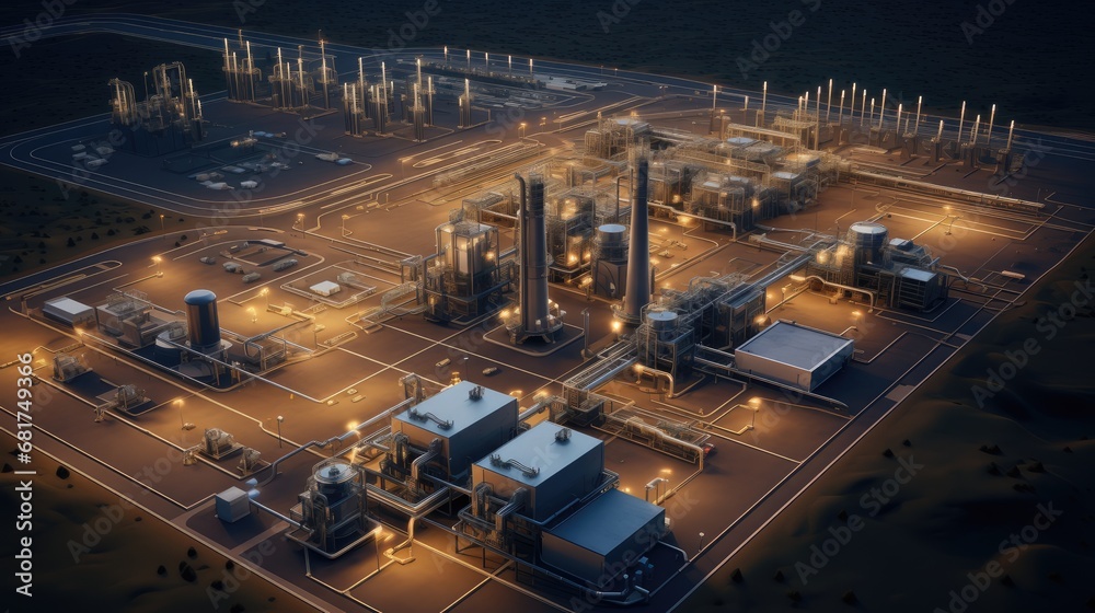 a natural gas compressor station from an aerial perspective, the vast ...