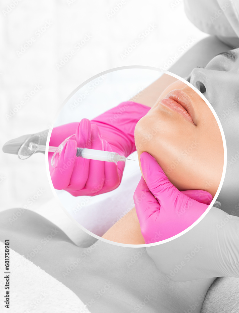 Cosmetologist makes lipolytic injections to burn fat on the chin ...