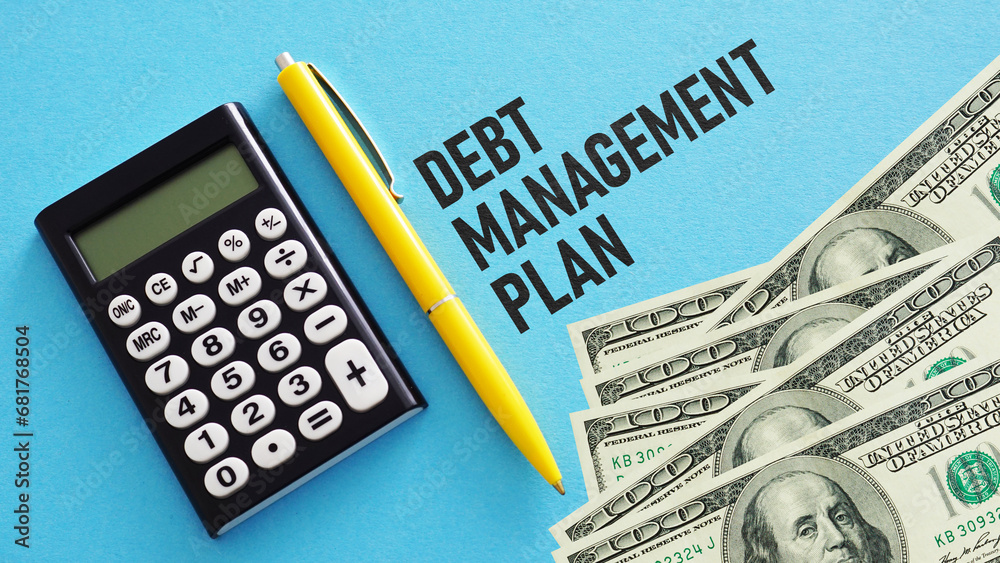 Debt management plan DMP is shown using the text and photo of ...