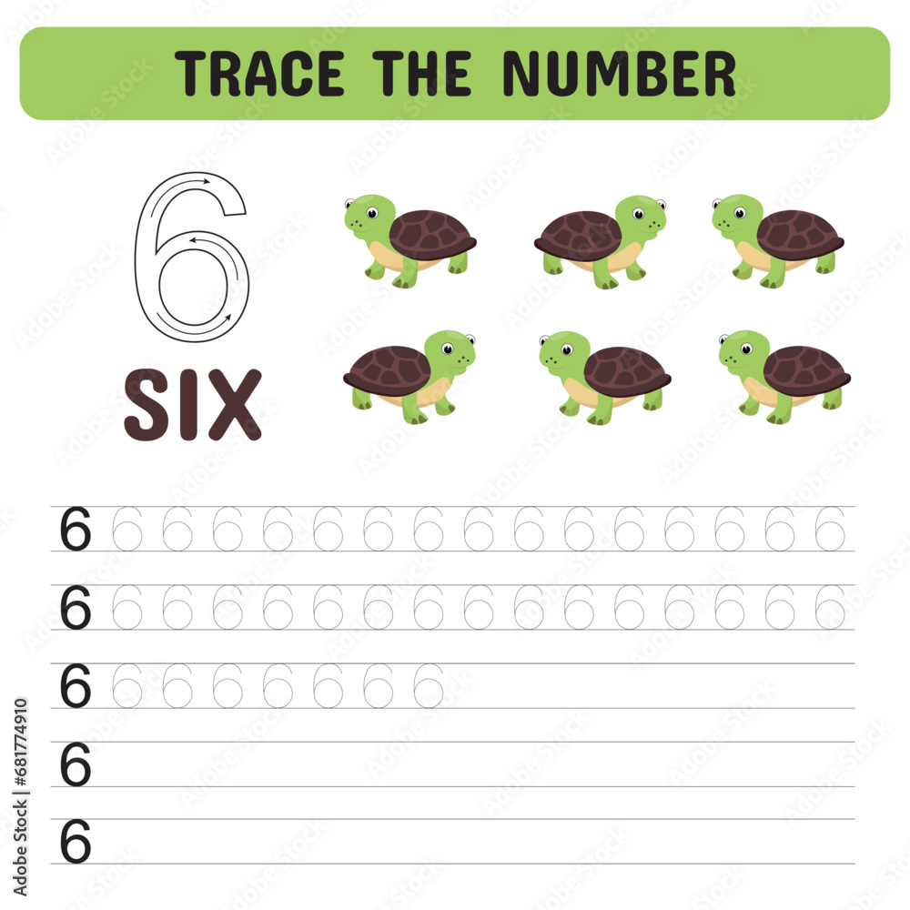 Vetor de Trace the number . Tracing number worksheet for kindergarten ...