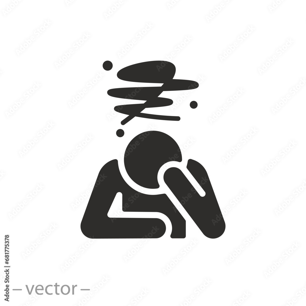icon of human holding his head with his hand, man depressed, feeling ...