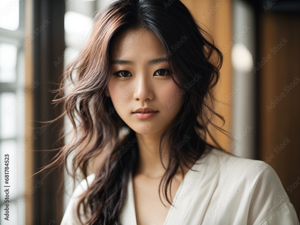 Authentic beauty of a Japanese woman in a photorealistic portrait ...
