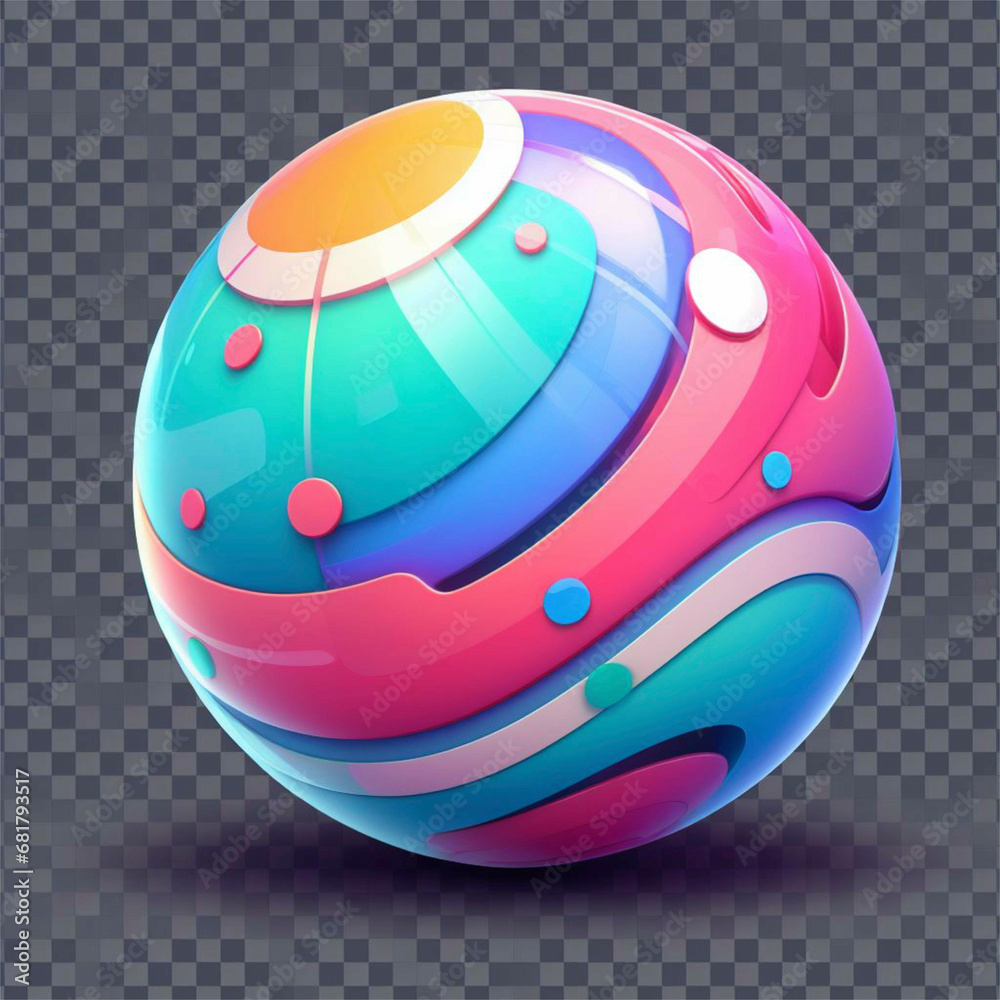 Fantasia Colorata: Sfera Cartoon su Sfondo Trasparente in Alta ...