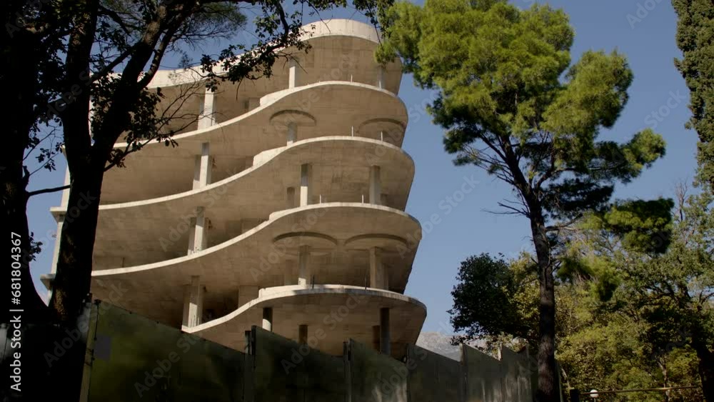 Real estate development background. Construction site where residential ...