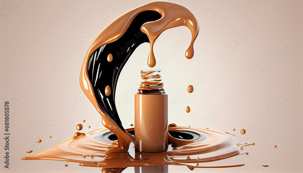 Liquid makeup foundation cream splash cosmetic package complexion ...