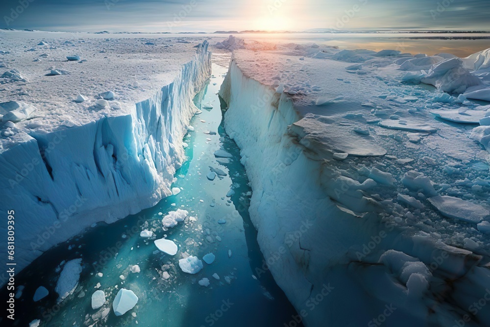Passage trough the ice: melting ice caps in the arctic - created with ...