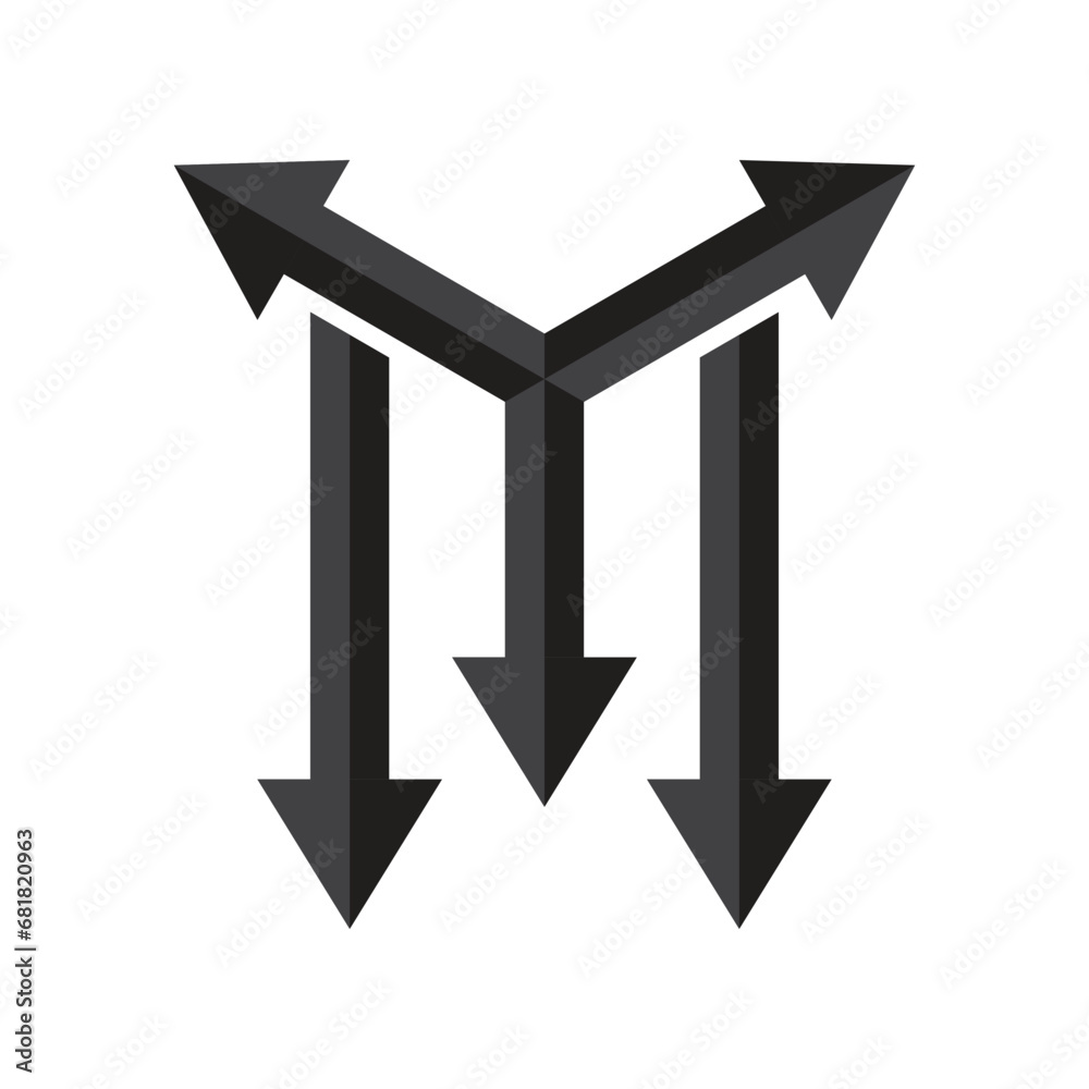 letter m and arrow logo. simple black and white vector. Stock Vector ...