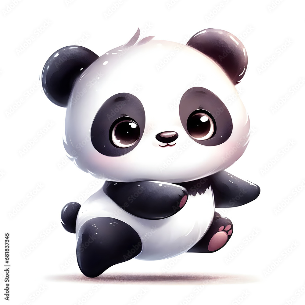 Cute cartoon panda isolated on white background. Vector illustration ...