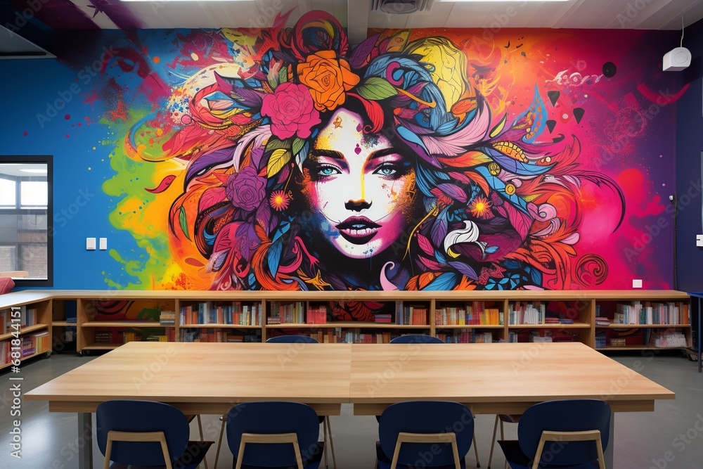 Empowering Education Graffiti: A vibrant mural featuring an iconic ...