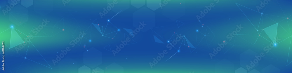 Gradient Digital technology banner. Network connection dots and lines ...