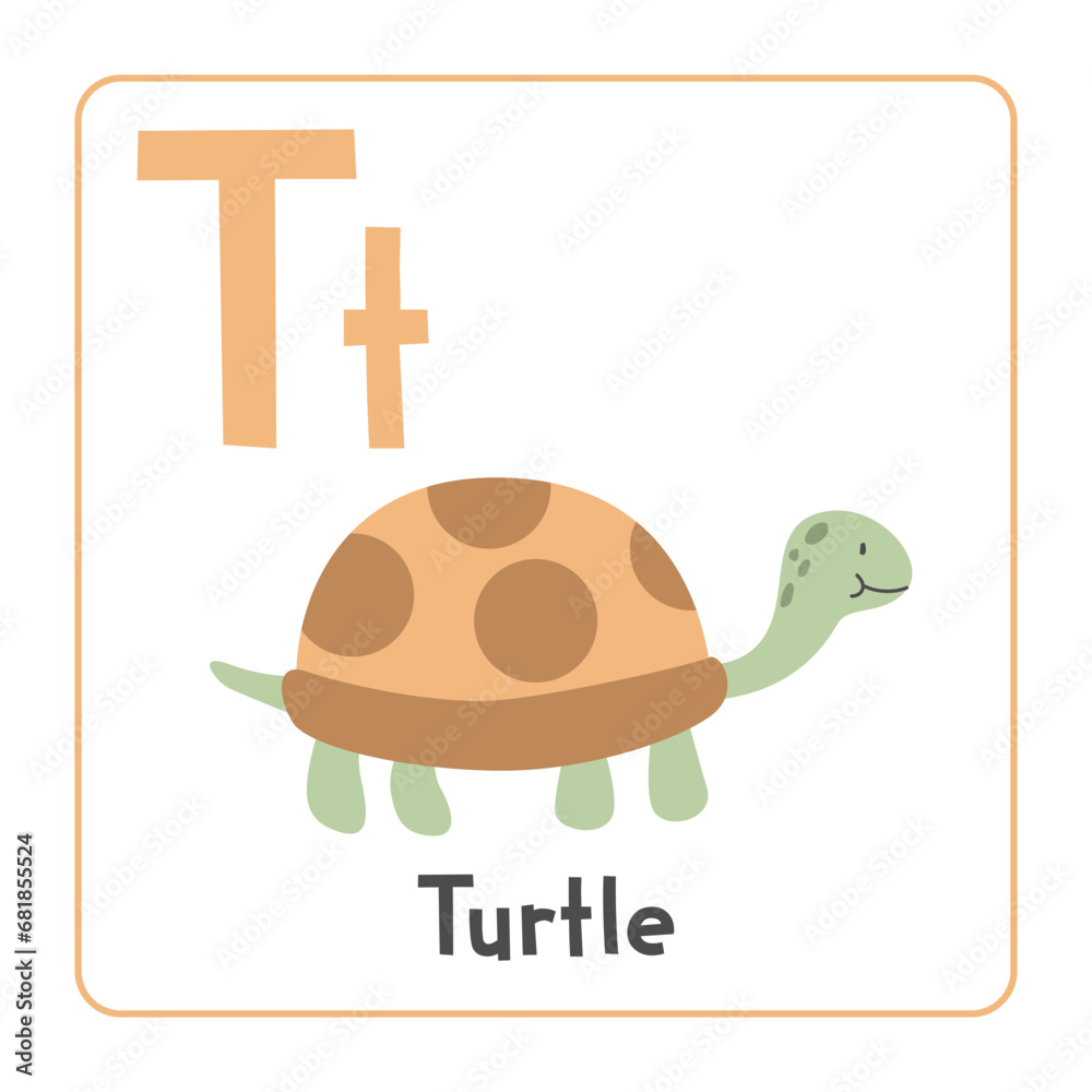 Turtle clipart. Turtle vector illustration cartoon flat style. Animals ...