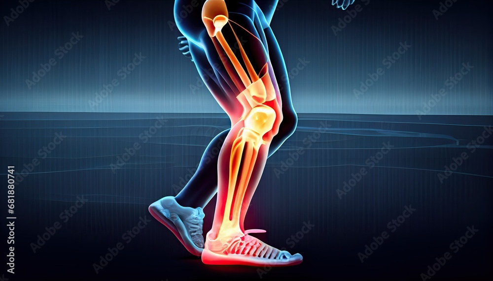 person suffering knee pain gital bone human foot injury caused training ...