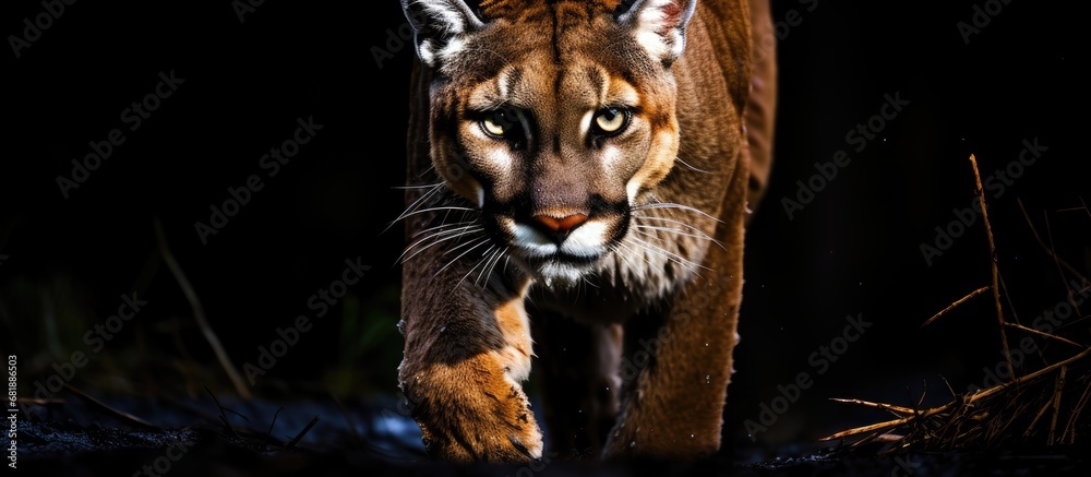 In the vast wilderness of nature, a majestic puma, a big catamont also ...