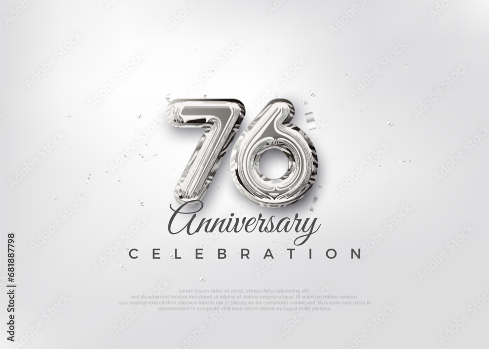 Silver balloon number. Premium vector 76th anniversary celebration ...