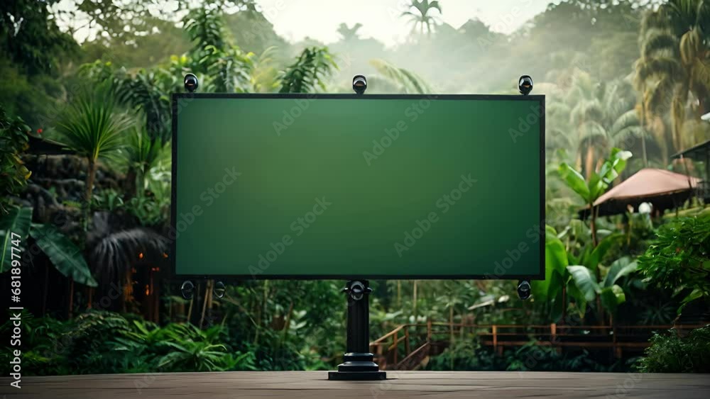 Greenscreen Billboard Stand with a Tropical Rainforest Theme Park as ...