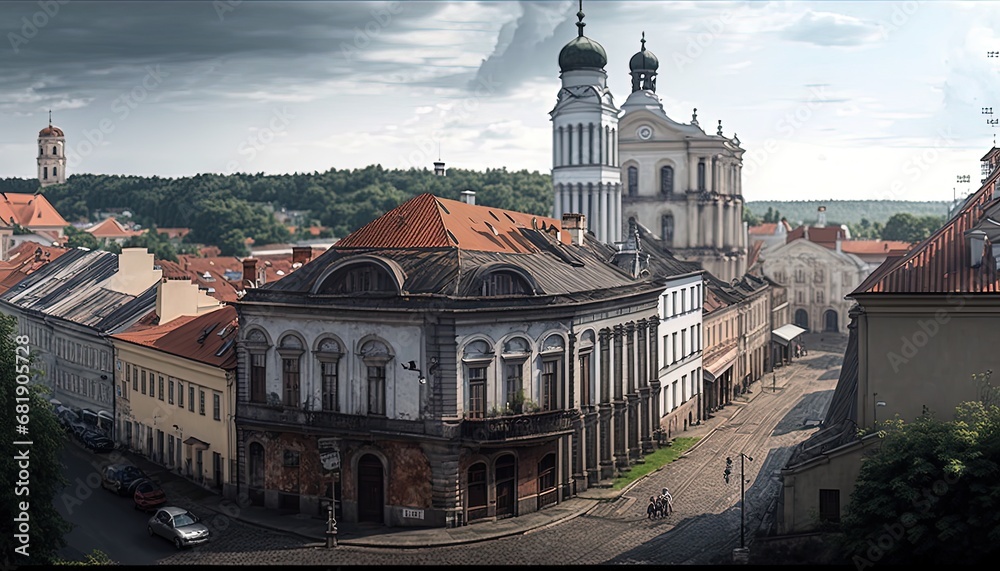 Vilnius old town pnorama city landscape lithuania landmark architecture ...