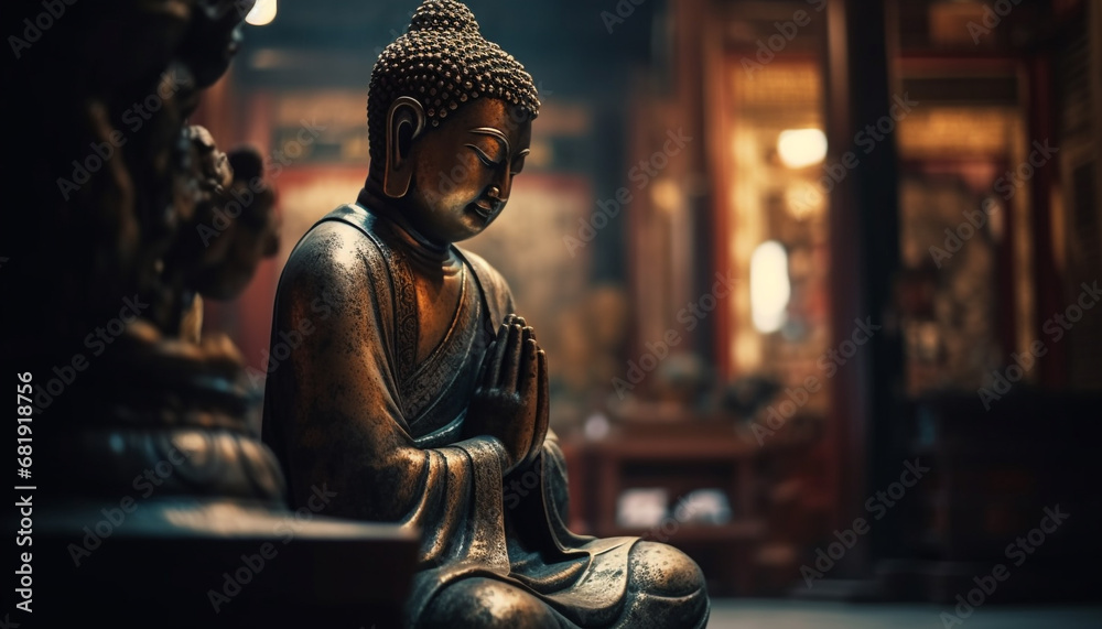 Ancient pagoda, large statue, symbol of peace, Chinese culture ...