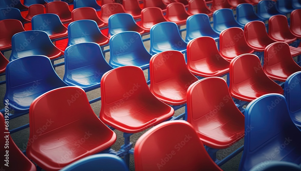 Red blue stadium seats seating seat chair arena bench audience ...