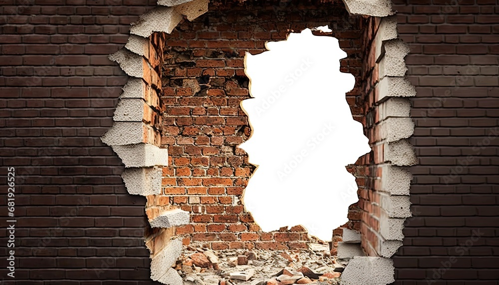 Old brick wall hole background blank architecture exterior facades ...
