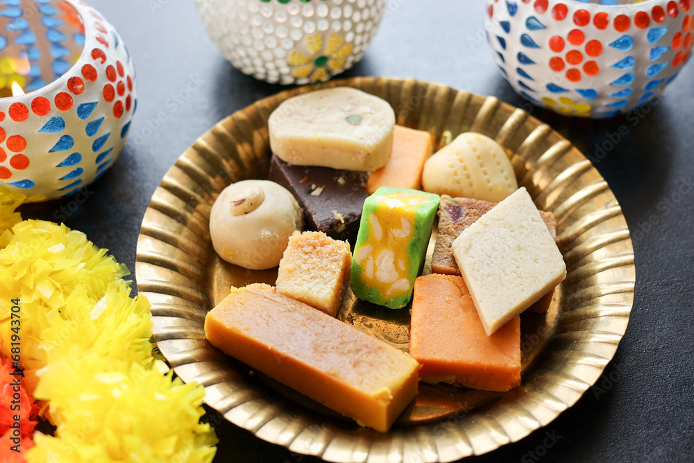 Plakat Diwali sweets Gujiya barfi Motichoor Laddu Rasmalai Indian sweet ...