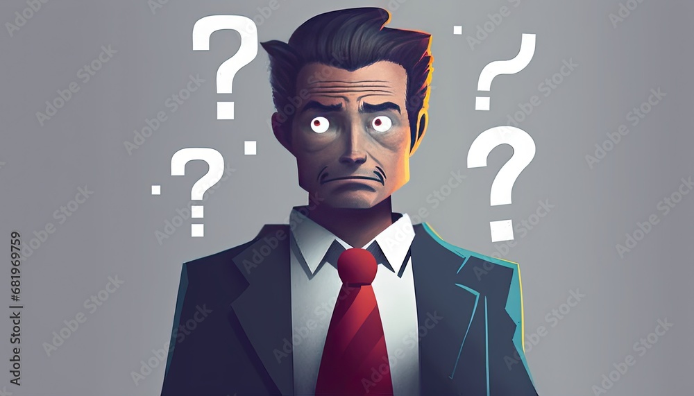 Illustration businessman question marks lifestyle facts attitude design ...