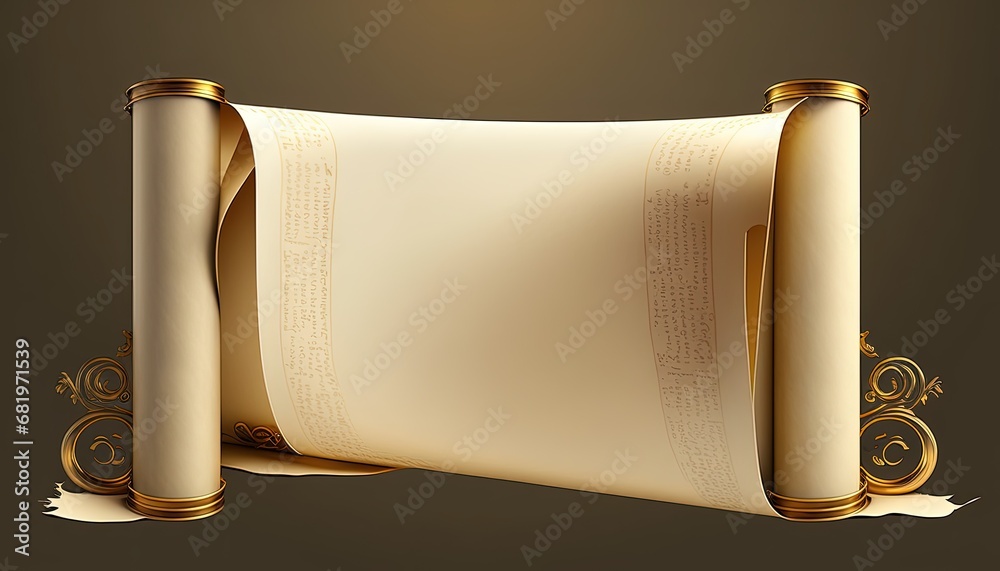 Open parchment golden borders letter design paper papyrus sheet page ...