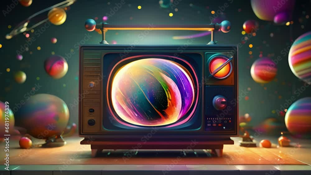 Vídeo do Stock: An antique television set featuring a black frame and a ...