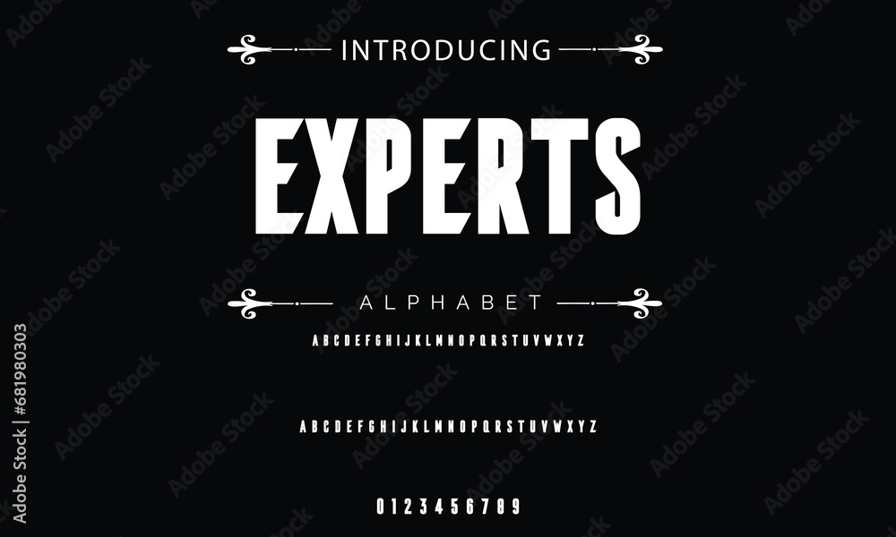 Vetor de Experts Modern Bold Font. Sans Serif Font. Regular Italic ...