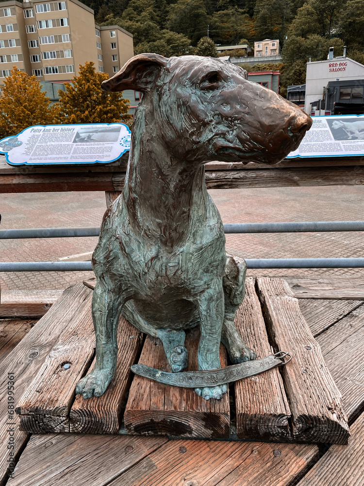 Patsy Ann, official greeter of Juneau, Alaska. Tribute statue of dog ...