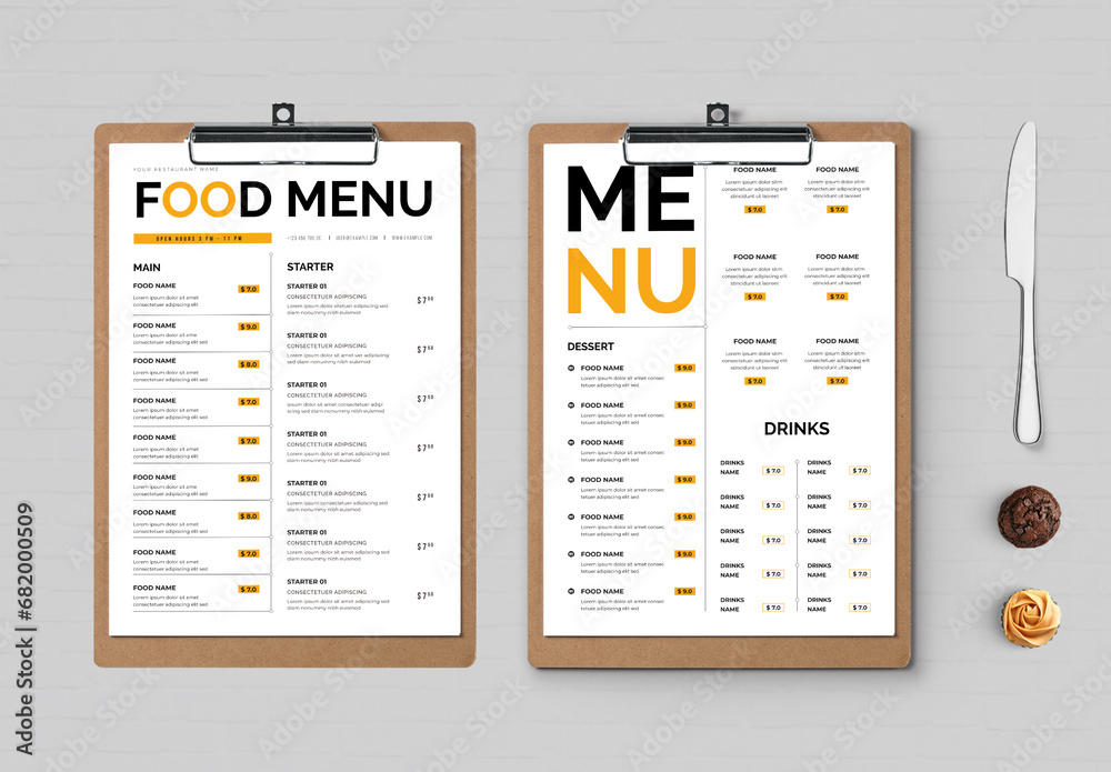 Minimal Food Menu Template Stock Template | Adobe Stock