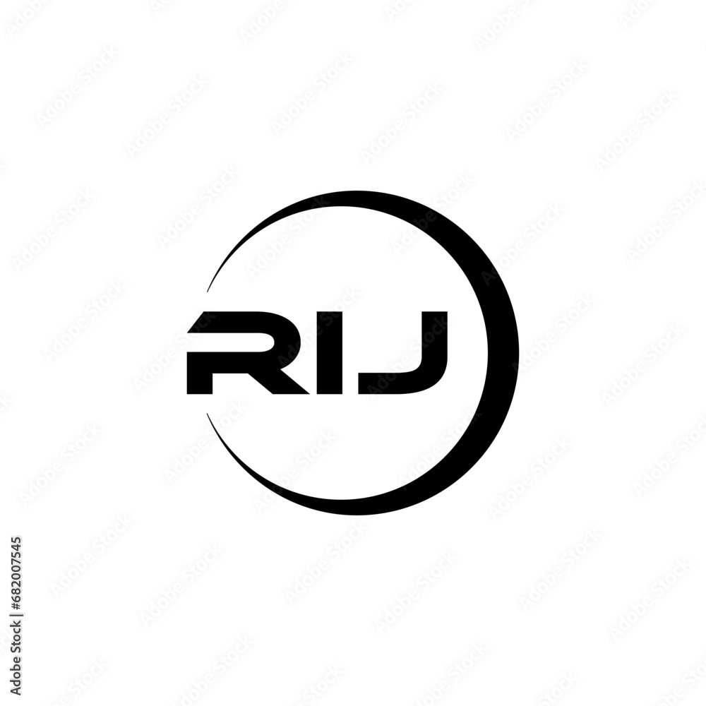 RIJ letter logo design with white background in illustrator, cube logo ...