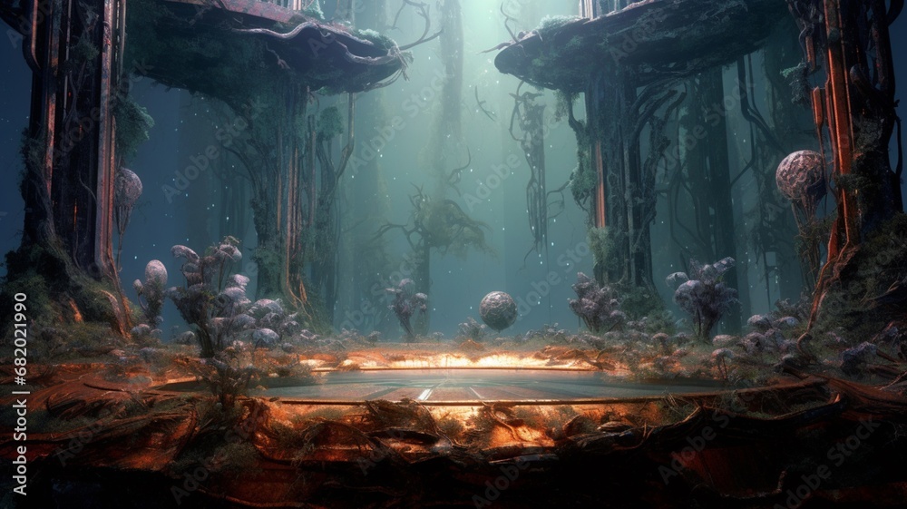 Alien nest in alien spaceship architecture plan Ai generated art Stock ...