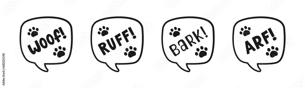 Dog bark animal sound effect text in a speech bubble sound balloon ...