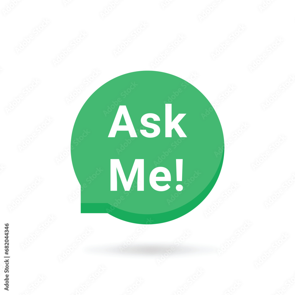 simple green ask me speech bubble. concept of web site comment or ...