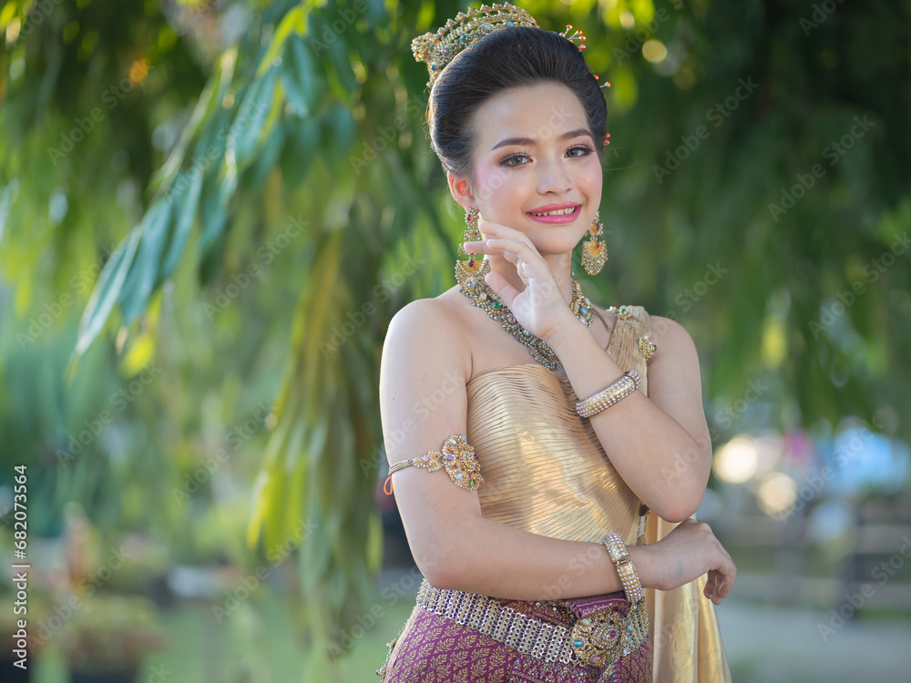Beautiful Asian Thai Girl Portrait Fashion Of Wearing An Elegant Thai 3187