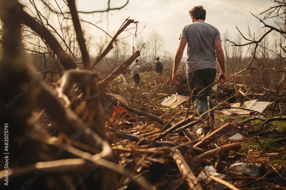 human with immense power and disorder caused by a strong tornado is ...