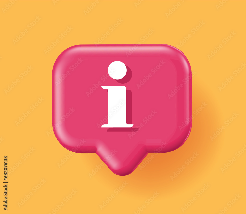 Info 3d sign red bubble icon vector render graphic, important help ... Info 3d sign red bubble icon vector render graphic, important help ...