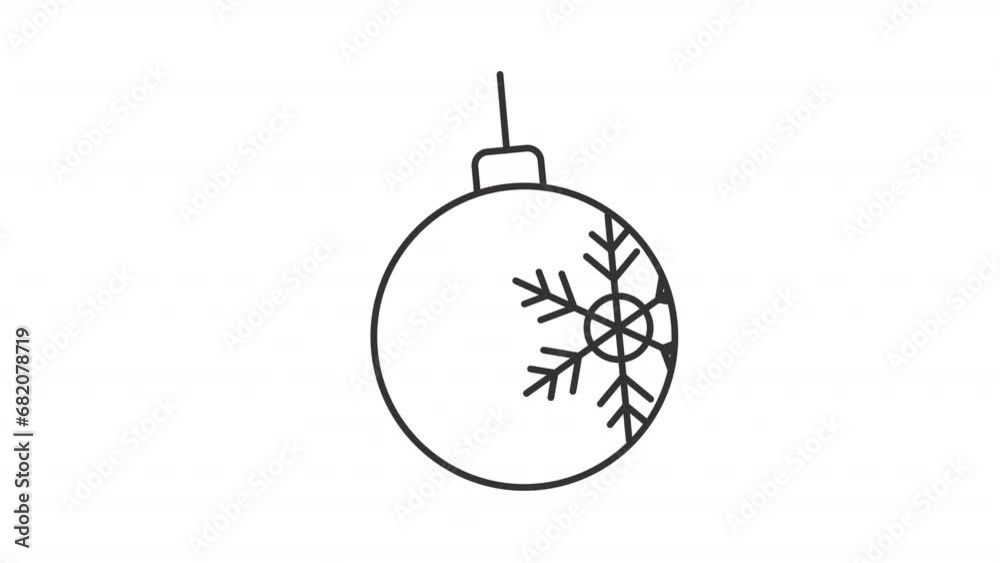 Animated christmas bauble icon. Decoration for christmas tree line ...
